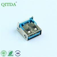 China USB3.0 Type A Female Connector, Horizontal SMT Front Foot Surface Mount Full Metal Shielded Socket, 5Gbps PCB SMD Receptacle for sale
