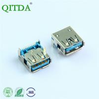 China USB3.0 Type A Female Connector, Rolled Edge Horizontal SMT Surface Mount Shielded Socket, 5Gbps PCB SMD Receptacle for sale
