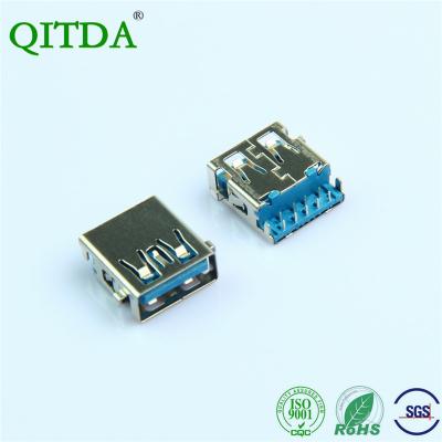 China USB 3.2 Gen2 Type A Female Connector, Vertical Side Entry SMT Socket, Straight Edge 10Gbps PCB Mount Receptacle for sale
