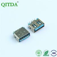China QITDA USB3.0 Type A female connector adopts ultra-compact short body design with dimension L10.58mm, height H2.56mm, horizontal DIP through-hole structure and full metal EMI shielding shell, complying for sale