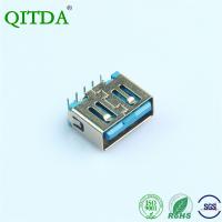 China QITDA USB3.0 Type A female connector adopts ultra-compact short body design with dimension L10.58mm, height H2.56mm, horizontal DIP through-hole structure and full metal EMI shielding shell, complying for sale