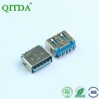 China QITDA USB3.0 Type A female connector adopts ultra-compact short body design with dimension L10.58mm, height H2.56mm, horizontal DIP through-hole structure and full metal EMI shielding shell, complying for sale