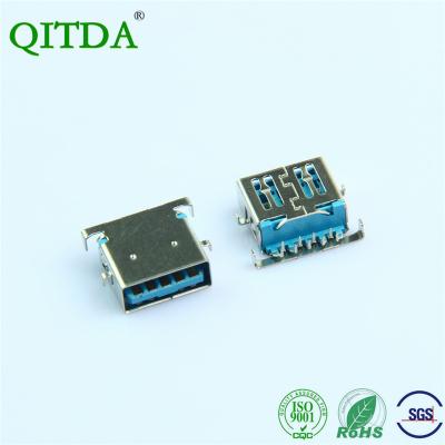 China USB3.0 Type A Female Connector, Short Body L12.55mm H1.36mm Horizontal SMT Surface Mount Shielded Socket, 5Gbps PCB SMD Receptacle for sale