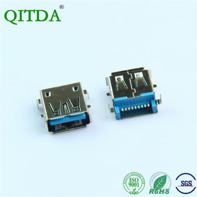 China Sink Recessed H3.5mm SMT USB 3.0 3.1 Type A 9Pin Female Connector, 5Gbps Surface Mount EMI Shielded PCB Socket for sale