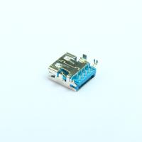 China Sink Recessed H4.46mm Straight Edge DIP USB3.2 Gen2 Type A Female Connector, 10Gbps 9Pin Full Shielded PCB Through Hole Socket for sale