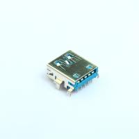 China Sink Recessed H4.46mm Straight Edge DIP USB3.2 Gen2 Type A Female Connector, 10Gbps 9Pin Full Shielded PCB Through Hole Socket for sale