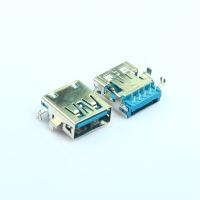 China Sink Recessed H4.46mm Straight Edge DIP USB3.2 Gen2 Type A Female Connector, 10Gbps 9Pin Full Shielded PCB Through Hole Socket for sale