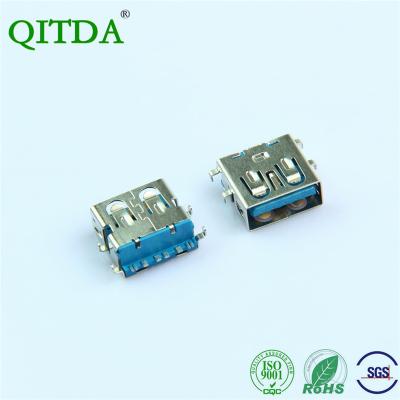 China Sink Recessed H2.11mm SMT USB3.1 Gen2 Type A 8Pin Female Connector, 10Gbps Surface Mount EMI Shielded PCB Socket for sale