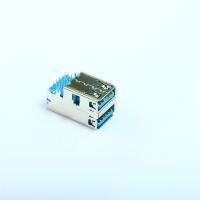 China Dual Port Sink Recessed Straight Edge DIP USB3.1 USB3.2 Gen2 Type A Female Connector, 10Gbps 9Pin Double Deck Through Hole PCB Socket for sale