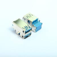 China Dual Port Sink Recessed Straight Edge DIP USB3.1 USB3.2 Gen2 Type A Female Connector, 10Gbps 9Pin Double Deck Through Hole PCB Socket for sale