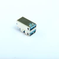 China Dual Port Sink Recessed Straight Edge DIP USB3.1 USB3.2 Gen2 Type A Female Connector, 10Gbps 9Pin Double Deck Through Hole PCB Socket for sale
