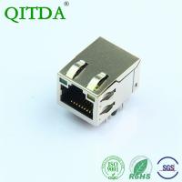 China 100Mbps 10P8C Horizontal DIP RJ45 Female Connector with Integrated Transformer Filter & Dual Link Activity LED, Shielded Tab-Up Ethernet PCB Jack for sale
