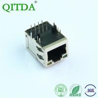 China 100Mbps 10P8C Horizontal DIP RJ45 Female Connector with Integrated Transformer Filter & Dual Link Activity LED, Shielded Tab-Up Ethernet PCB Jack for sale