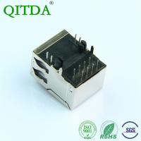 China 100Mbps 10P8C Horizontal DIP RJ45 Female Connector with Integrated Transformer Filter & Dual Link Activity LED, Shielded Tab-Up Ethernet PCB Jack for sale