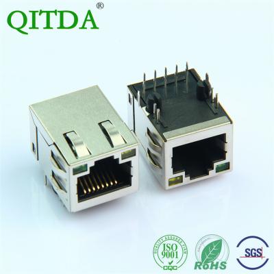 China 1000Mbps Gigabit 8P8C Tab-Up DIP RJ45 Female Connector, Integrated Transformer Filter Ethernet Jack with Link & Activity Dual LED, Shielded PCB Network Socket for sale