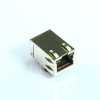 China Long Body Tab-Up Vertical DIP 8P8C Gigabit 1000Mbps RJ45 Female Connector, Integrated Transformer Filter Ethernet Jack with Link Activity Dual LED, Shielded PCB Network Socket for sale
