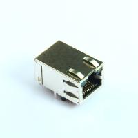 China Long Body Tab-Up Vertical DIP 8P8C Gigabit 1000Mbps RJ45 Female Connector, Integrated Transformer Filter Ethernet Jack with Link Activity Dual LED, Shielded PCB Network Socket for sale