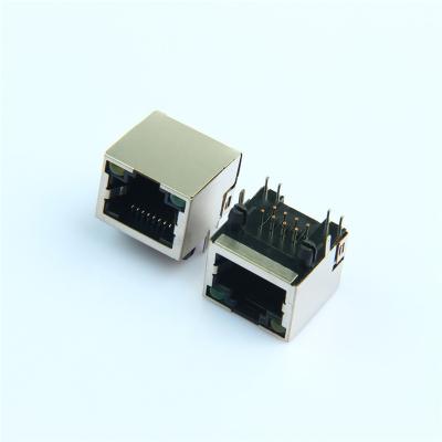 China Horizontal 90° Through Hole 8P8C RJ45 Female DIP Connector, EMI Metal Shielded, Built-in Gigabit Transformer With Dual Link Activity LED Ethernet PCB Jack for sale