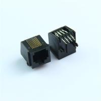 China 45 Degree Angled Through Hole 8P8C RJ45 Female DIP Connector, Full Plastic Unshielded Empty Shell No Transformer No LED Flat Pin Ethernet PCB Jack for sale