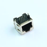 China Horizontal 90° Through Hole 8P8C RJ45 Female DIP Connector, Side Ground Spring Shrapnels, EMI Metal Shielded Empty Shell No Transformer No LED Ethernet PCB Jack for sale