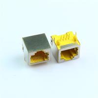 China RJ45 8P8C Right Angle Jack, Shielded Female Connector – No LEDs, Yellow Housing, RJ45 Modular Socket for Ethernet Network Interface for sale