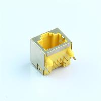 China RJ45 8P8C Right Angle Jack, Shielded Female Connector – No LEDs, Yellow Housing, RJ45 Modular Socket for Ethernet Network Interface for sale