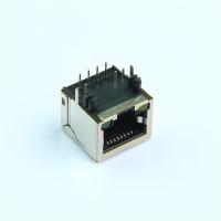 China Down Port Horizontal 90° Through Hole 8P8C RJ45 Female DIP Connector, EMI Metal Shielded, Built-in Gigabit Transformer With Dual Link Activity LED Ethernet PCB Jack for sale
