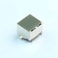 China Recessed Sink Board Horizontal Single Port 8P8C RJ45 Female SMT Connector, Gigabit Integrated Transformer Filter, EMI Shielded Ethernet Jack With Per-Port Link Activity Dual LED for sale