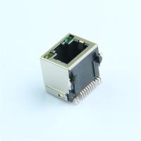 China Recessed Sink Board Horizontal Single Port 8P8C RJ45 Female SMT Connector, Gigabit Integrated Transformer Filter, EMI Shielded Ethernet Jack With Per-Port Link Activity Dual LED for sale