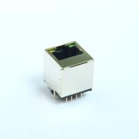 China 100Mbps 8P8C Vertical DIP RJ45 Female Connector , Integrated Magnetics Transformer Filter Fast Ethernet Jack with Link & Activity Dual LED, Shielded PCB Network Socket for sale