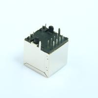China 100Mbps 8P8C Vertical DIP RJ45 Female Connector , Integrated Magnetics Transformer Filter Fast Ethernet Jack with Link & Activity Dual LED, Shielded PCB Network Socket for sale