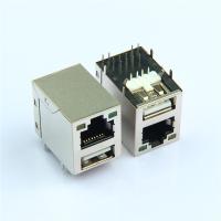 China Single Layer Combo RJ45 + USB2.0 Female Integrated Connector, Gigabit 1000Mbps Shielded Ethernet Jack with Built-in Transformer Filter & Link Activity Dual LED, DIP PCB Combined Network USB Socket for sale