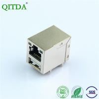 China Single Layer Combo RJ45 + USB2.0 Female Integrated Connector, Gigabit 1000Mbps Shielded Ethernet Jack with Built-in Transformer Filter & Link Activity Dual LED, DIP PCB Combined Network USB Socket for sale