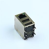 China Stacked Combo RJ45 + Dual USB2.0 Female Connector, Shielded Ethernet Jack with Integrated Transformer Filter & Link Activity Dual LED, DIP PCB Combined Network USB Socket for sale