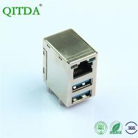 China Horizontal Stacked Combo RJ45 + Dual USB3.0 Female DIP Connector,  Shielded Ethernet Jack with Integrated Transformer Filter & Link Activity Dual LED, PCB Combined Network USB Socket for sale