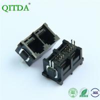 China Horizontal Dual Port RJ11 RJ12 RJ14 Female Connector, 6P6C Voice Telephone Jack DIP PCB Socket Without Shield Housing for sale
