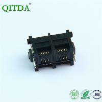 China Horizontal Dual Port RJ11 RJ12 RJ14 Female Connector, 6P6C Voice Telephone Jack DIP PCB Socket Without Shield Housing for sale