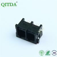 China Horizontal Dual Port RJ11 RJ12 RJ14 Female Connector, 6P6C Voice Telephone Jack DIP PCB Socket Without Shield Housing for sale
