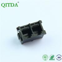 China Horizontal Dual Port RJ11 RJ12 RJ14 Female Connector, 6P6C Voice Telephone Jack DIP PCB Socket Without Shield Housing for sale