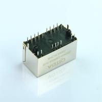 China Vertical 180° Straight Through Hole Dual Port 8P8C RJ45 Female DIP Connector, Integrated Gigabit/Fast Ethernet Transformer Filter, EMI Metal Shielded With Dual Link Activity LED 2-Port Ethernet PCB for sale