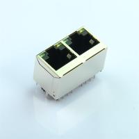 China Vertical 180° Straight Through Hole Dual Port 8P8C RJ45 Female DIP Connector, Integrated Gigabit/Fast Ethernet Transformer Filter, EMI Metal Shielded With Dual Link Activity LED 2-Port Ethernet PCB for sale
