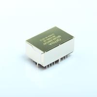 China Horizontal 90° Dual Port 8P8C RJ45 Female Connector , 100Mbps Fast Ethernet Integrated Transformer Filter Magnetics, DIP PCB Twin Network Jack with Per-Port Link Activity Dual LED for sale