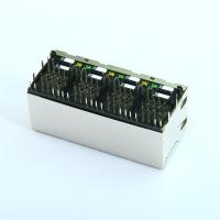 China Horizontal 2×4 Stacked 8-Port 8P8C RJ45 Female DIP Connector, Gigabit Integrated Transformer Filter, Shielded Ethernet Jack with Independent Per-Port Link Activity Dual LED for sale