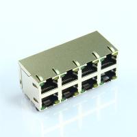 China Horizontal 2×4 Stacked 8-Port 8P8C RJ45 Female DIP Connector, Gigabit Integrated Transformer Filter, Shielded Ethernet Jack with Independent Per-Port Link Activity Dual LED for sale