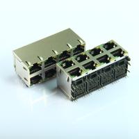 China Horizontal 2×4 Stacked 8-Port 8P8C RJ45 Female DIP Connector, Gigabit Integrated Transformer Filter, Shielded Ethernet Jack with Independent Per-Port Link Activity Dual LED for sale