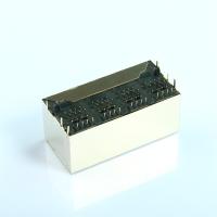 China Horizontal 2×4 Stacked 8-Port 8P8C RJ45 Female DIP Connector, Gigabit Integrated Transformer Filter, Shielded Ethernet Jack Without Link & Activity LED for sale