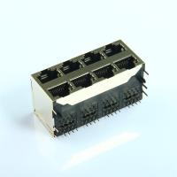 China Horizontal 2×4 Stacked 8-Port 8P8C RJ45 Female DIP Connector, Gigabit Integrated Transformer Filter, Shielded Ethernet Jack Without Link & Activity LED for sale