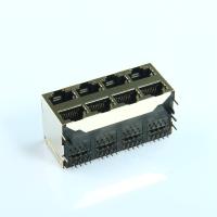China Horizontal 2×4 Stacked 8-Port 8P8C RJ45 Female DIP Connector, Gigabit Integrated Transformer Filter, Shielded Ethernet Jack Without Link & Activity LED for sale