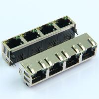 China Horizontal 1×4 Single Row 4-Port 8P8C RJ45 Female DIP Connector, Gigabit Integrated Transformer Filter, Shielded Ethernet Jack with Independent Per-Port Link Activity Dual LED for sale