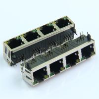 China Horizontal 1×4 Single Row 4-Port 8P8C RJ45 Female DIP Connector, Gigabit Integrated Transformer Filter, Shielded Ethernet Jack with Independent Per-Port Link Activity Dual LED for sale
